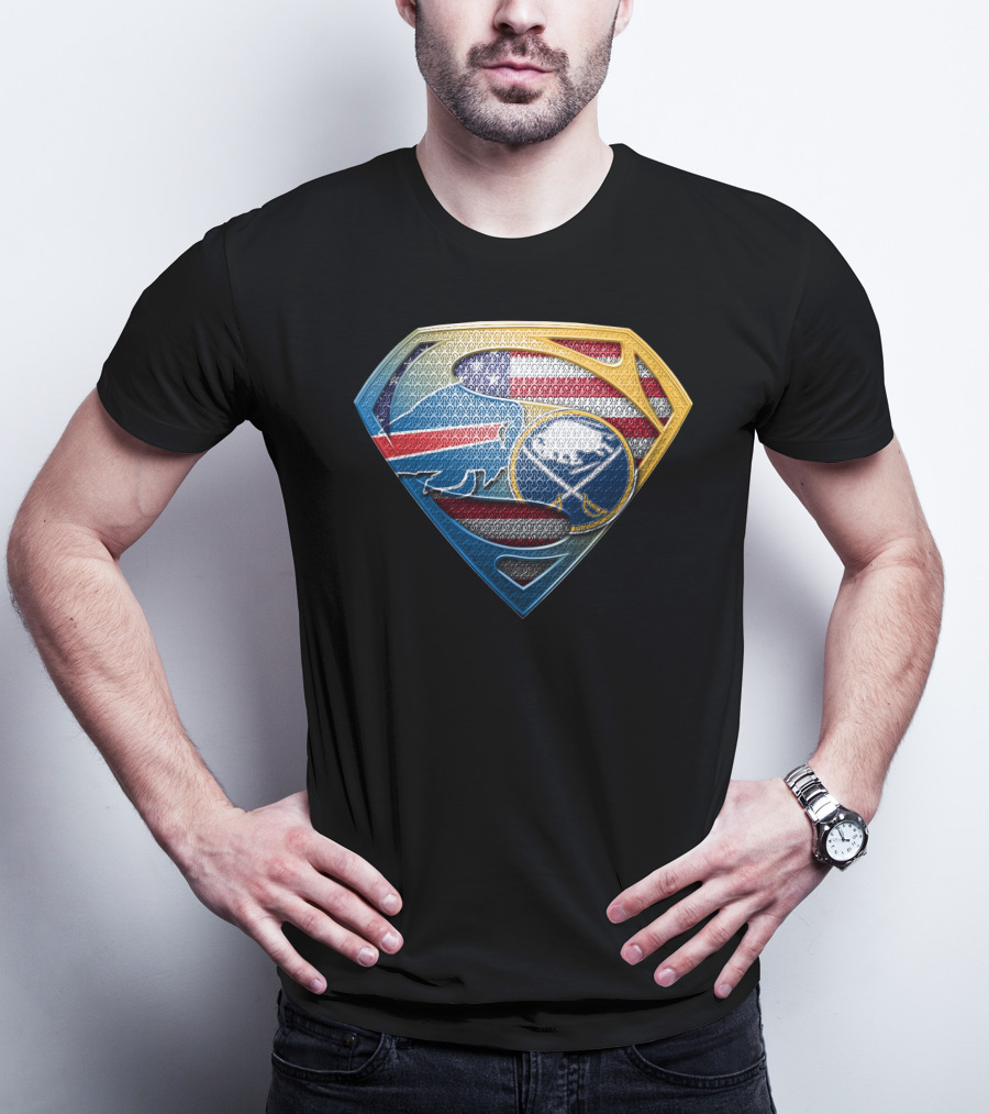 Buffalo Sabres American Flag Superman Logo Mashup T-Shirt