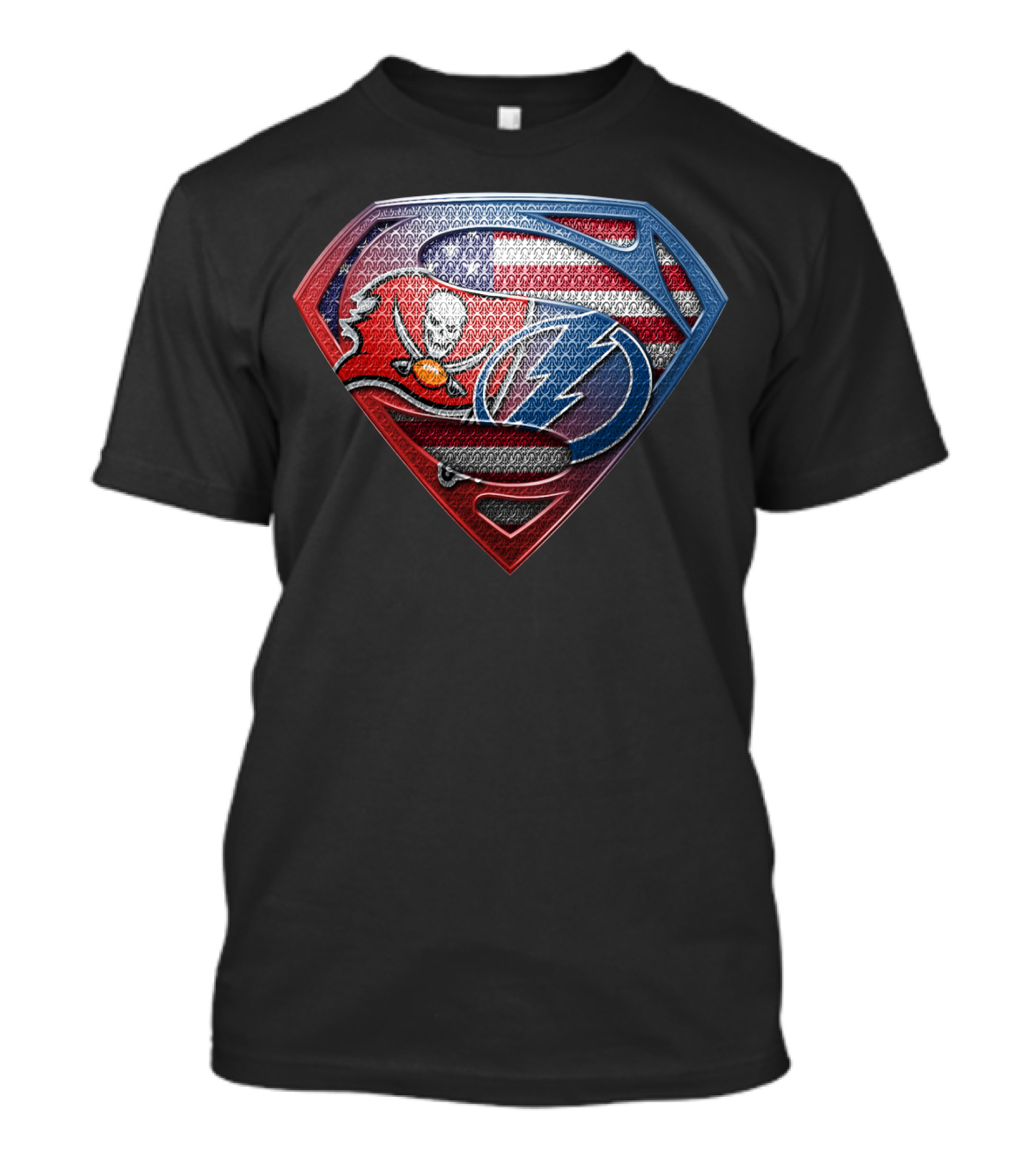 Tampa Bay Buccaneers Lightning American Flag Superman Symbol T-Shirt