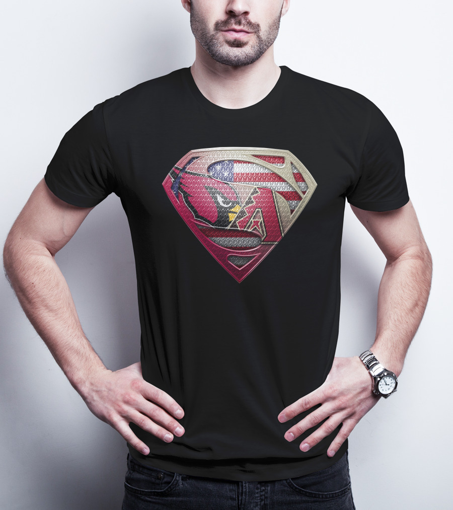 Arizona Cardinals Superman Logo American Flag T-Shirt