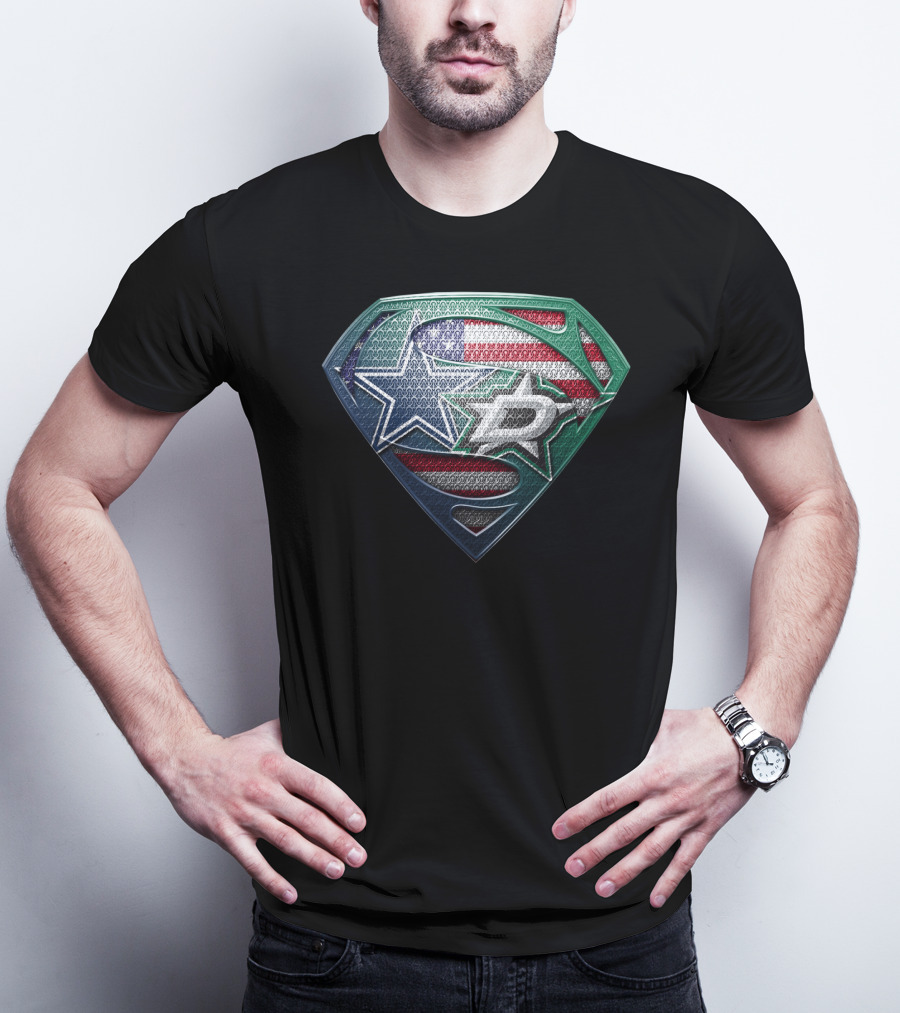 Dallas Stars Superman Shield With American Flag Elements T-Shirt