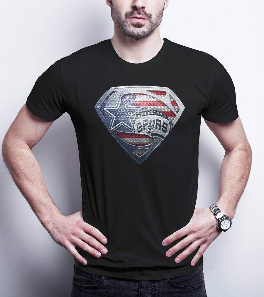 San Antonio Spurs American Flag Superman Shield T-Shirt