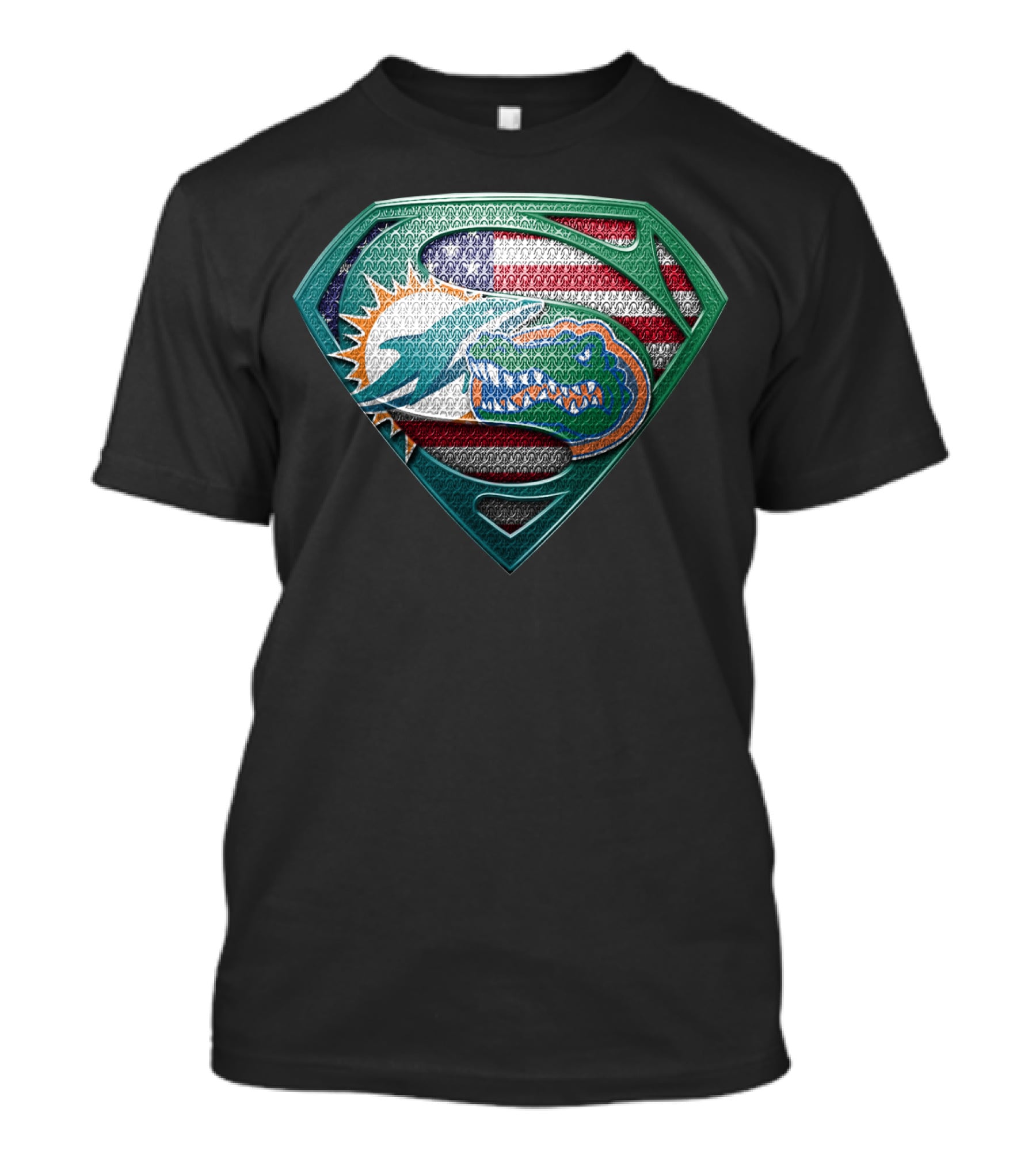 Miami Dolphins Florida Gators Superman Logo American Flag T-Shirt