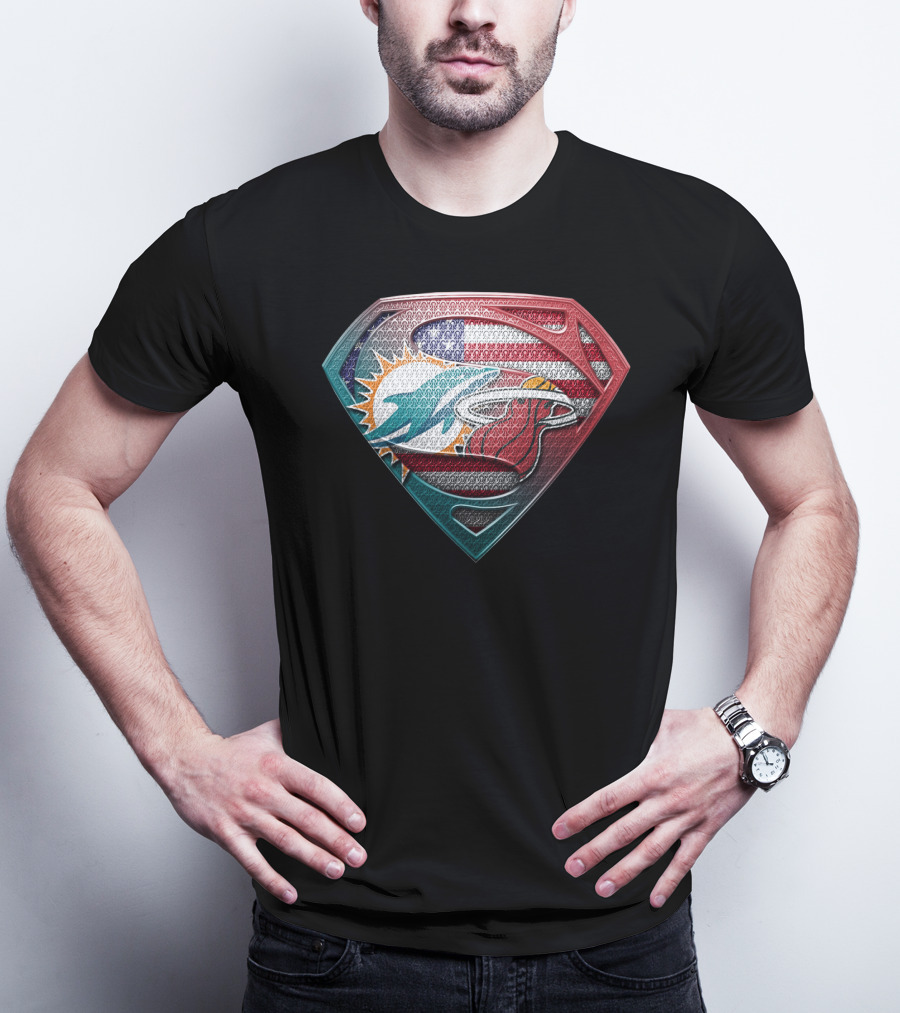 Superman Miami Dolphins American Flag T-Shirt