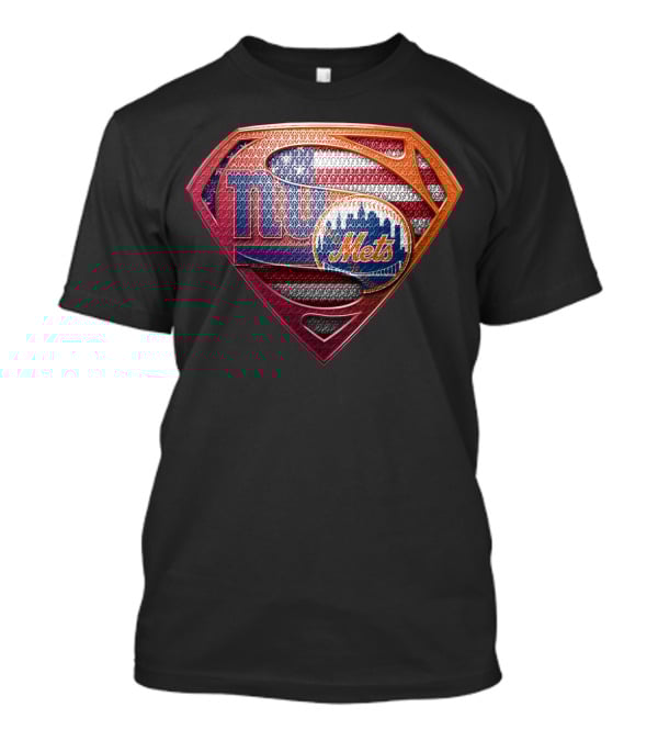 New York Giants Mets Superman Logo American Flag T-Shirt