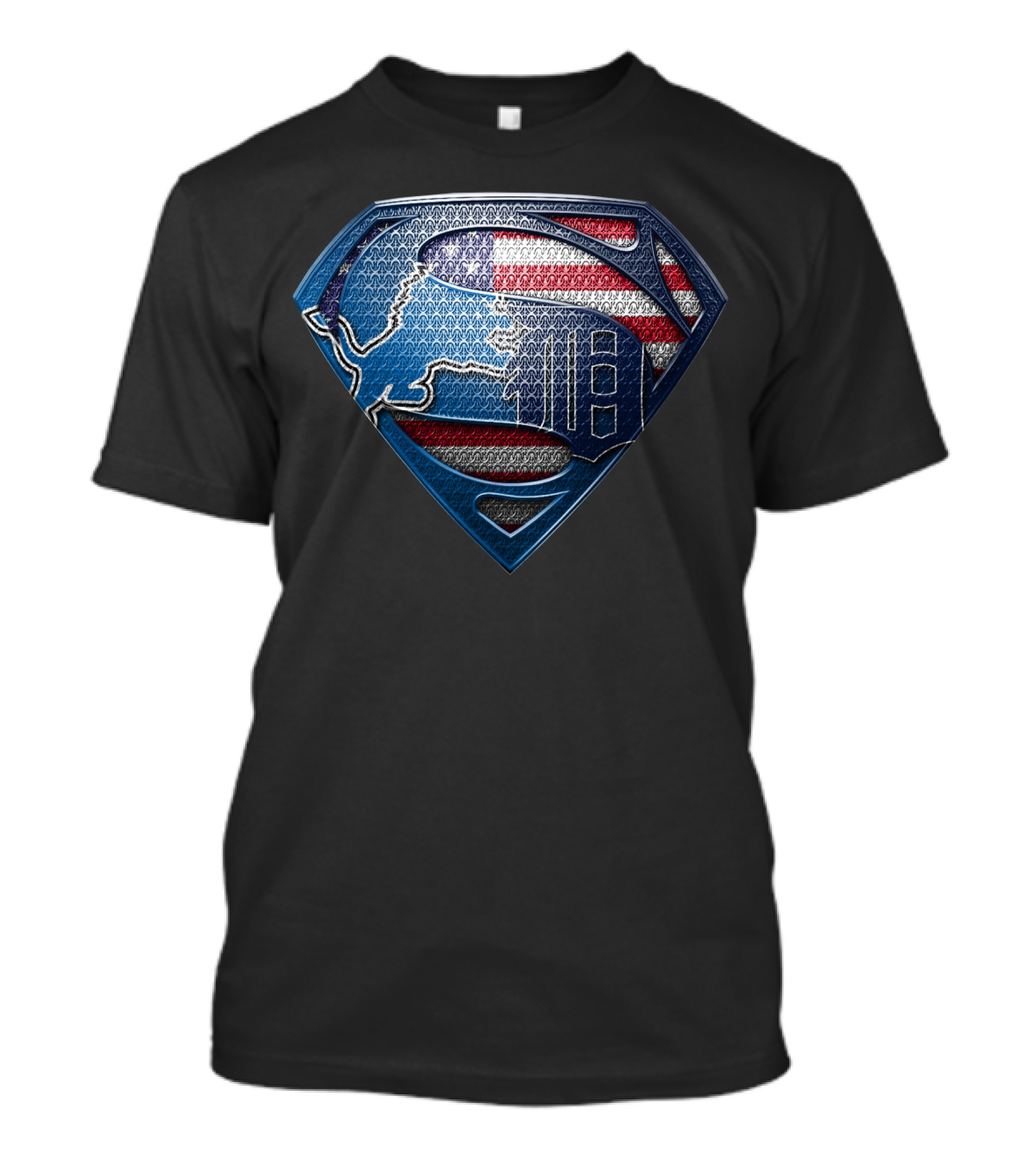 Detroit American Flag Superhero Symbol T-Shirt