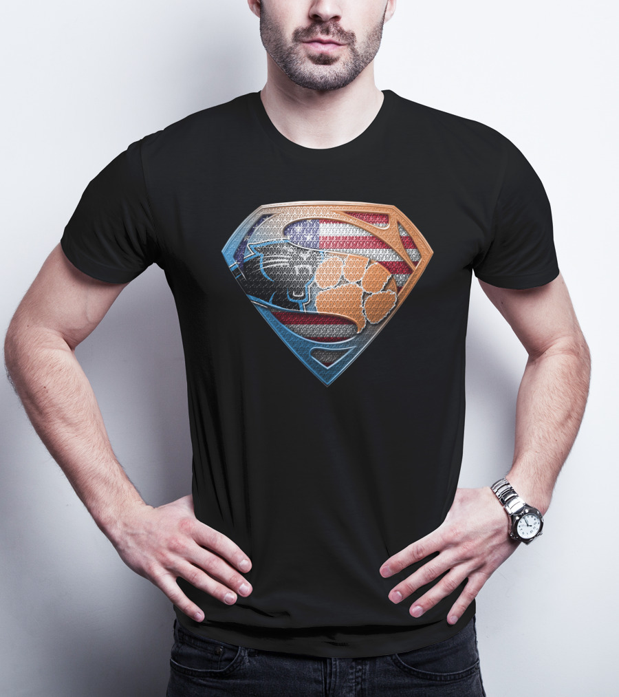 Superman Shield American Flag Carolina Panthers Clemson Tigers Paw T-Shirt