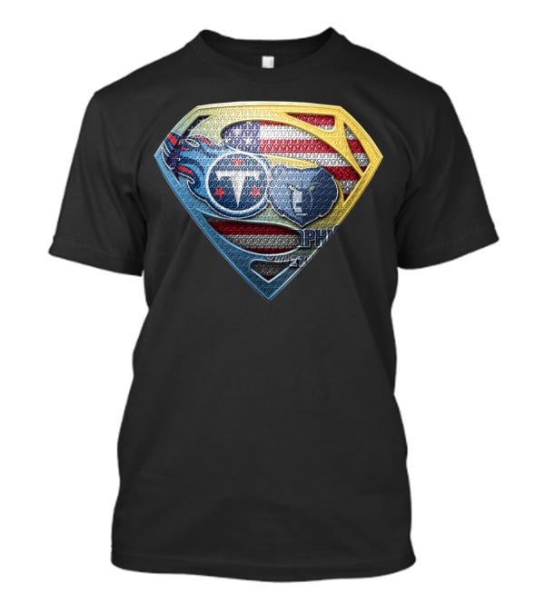Superman Shield Tennessee Titans Logo Usa Flag T-Shirt