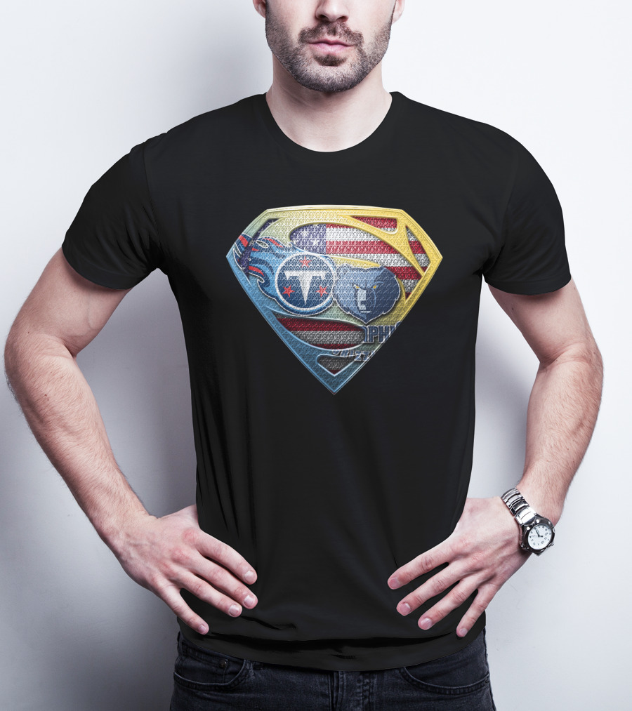 Superman Shield Tennessee Titans Logo Usa Flag T-Shirt