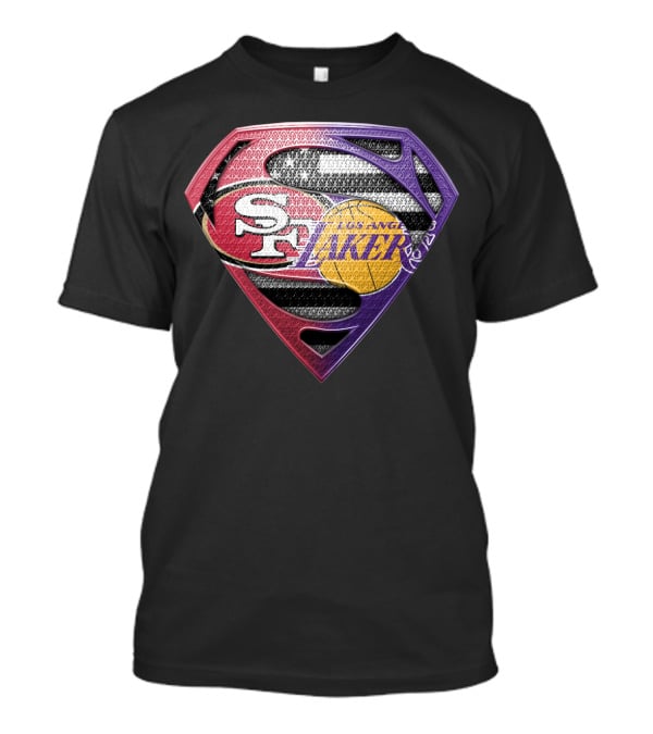 San Francisco 49ers Los Angeles Lakers Superman Logo Mashup T-Shirt