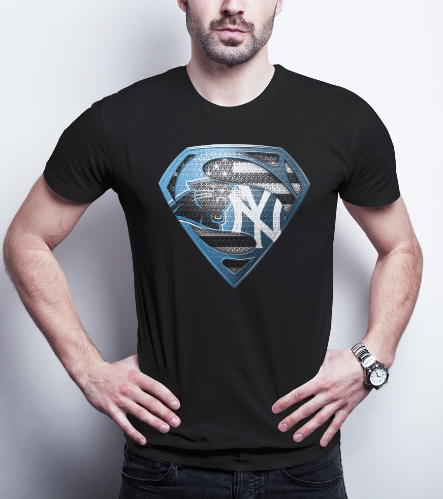 New York Yankees Carolina Panthers Superman Logo Mashup T-Shirt