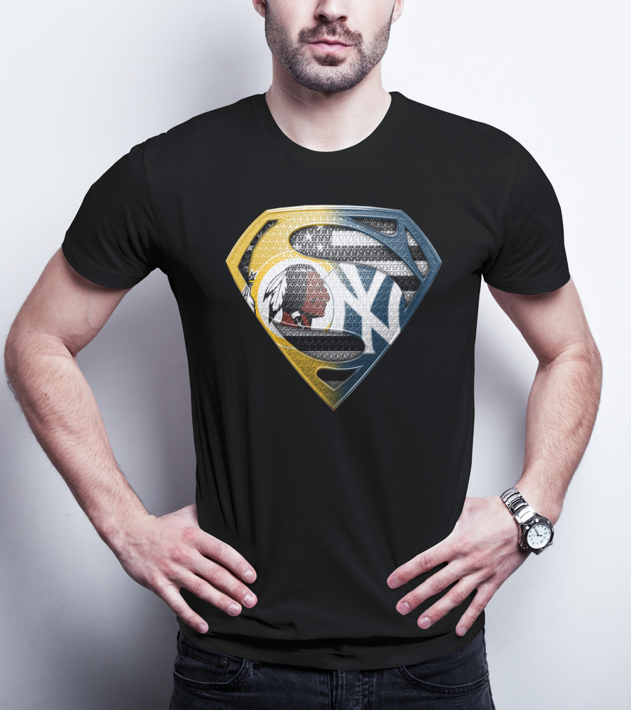 Superman Shield With Native American And Yankees Elements T-Shirt