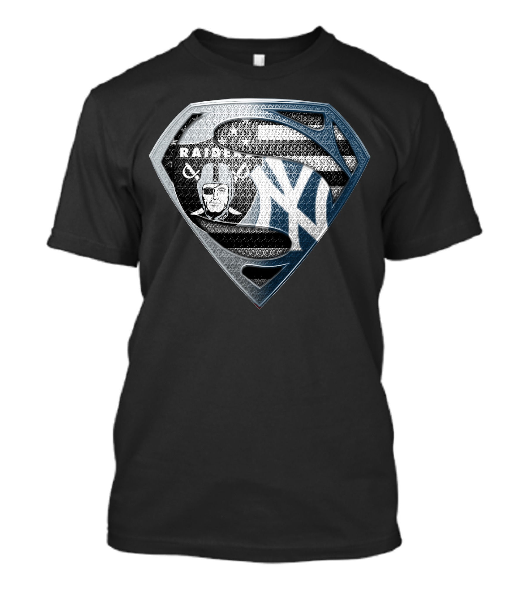 Raiders New York Yankees Superman Logo Fusion T-Shirt