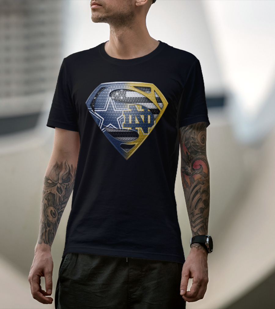 Notre Dame Dallas Cowboys Superman Shield T-Shirt