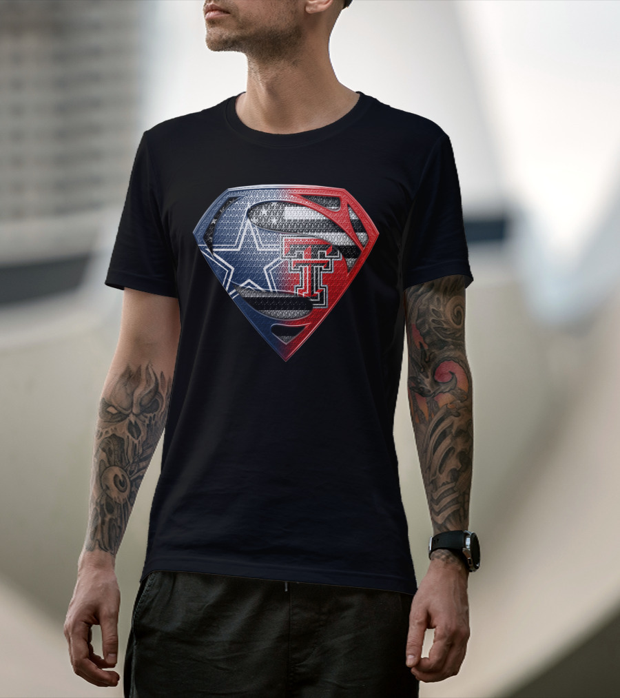 Dallas Texas Tech Superman Star Logo Fusion T-Shirt
