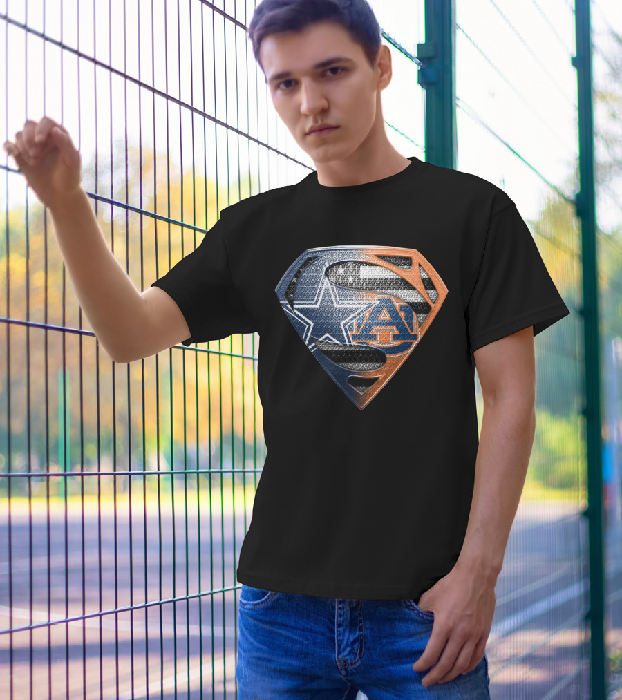 Dallas Cowboys Auburn Tigers Superman Emblem Fusion T-Shirt