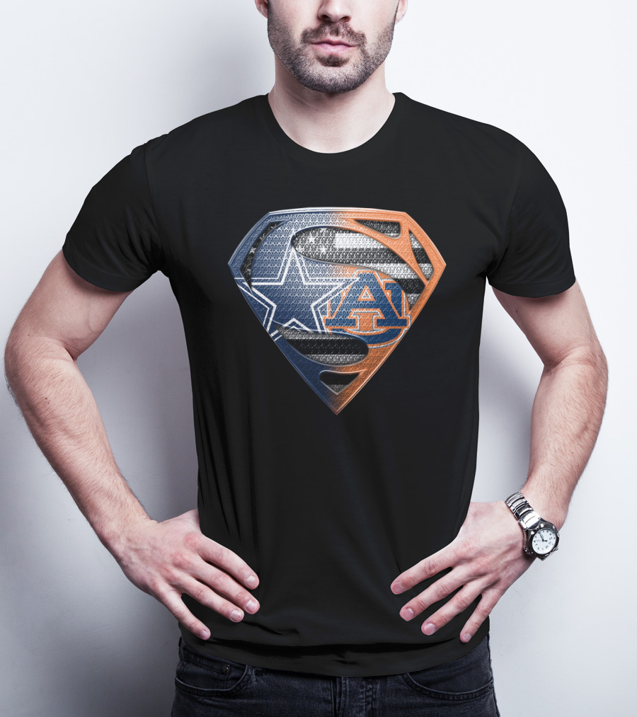 Dallas Cowboys Auburn Tigers Superman Emblem Fusion T-Shirt