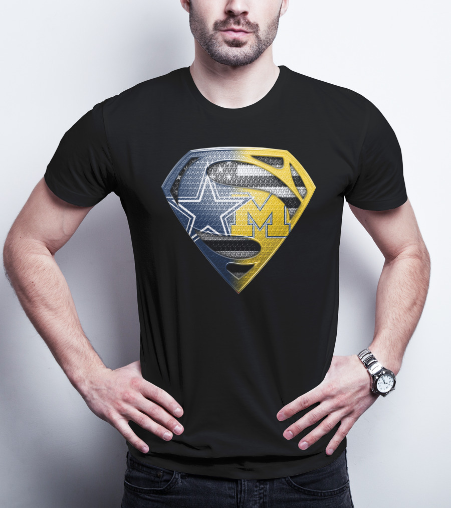 Superman Shield Dallas Cowboys Michigan Wolverines Logo Mashup T-Shirt