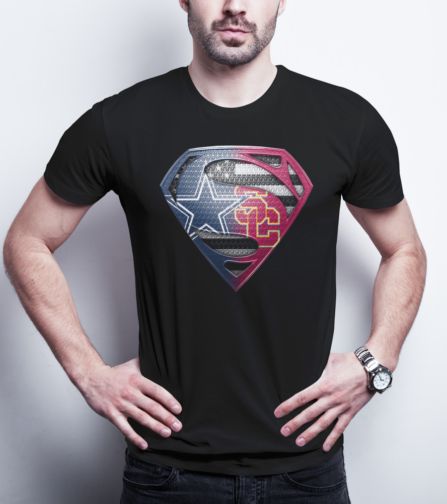 Dallas Star Los Angeles Trojans Superman Logo Fusion T-Shirt