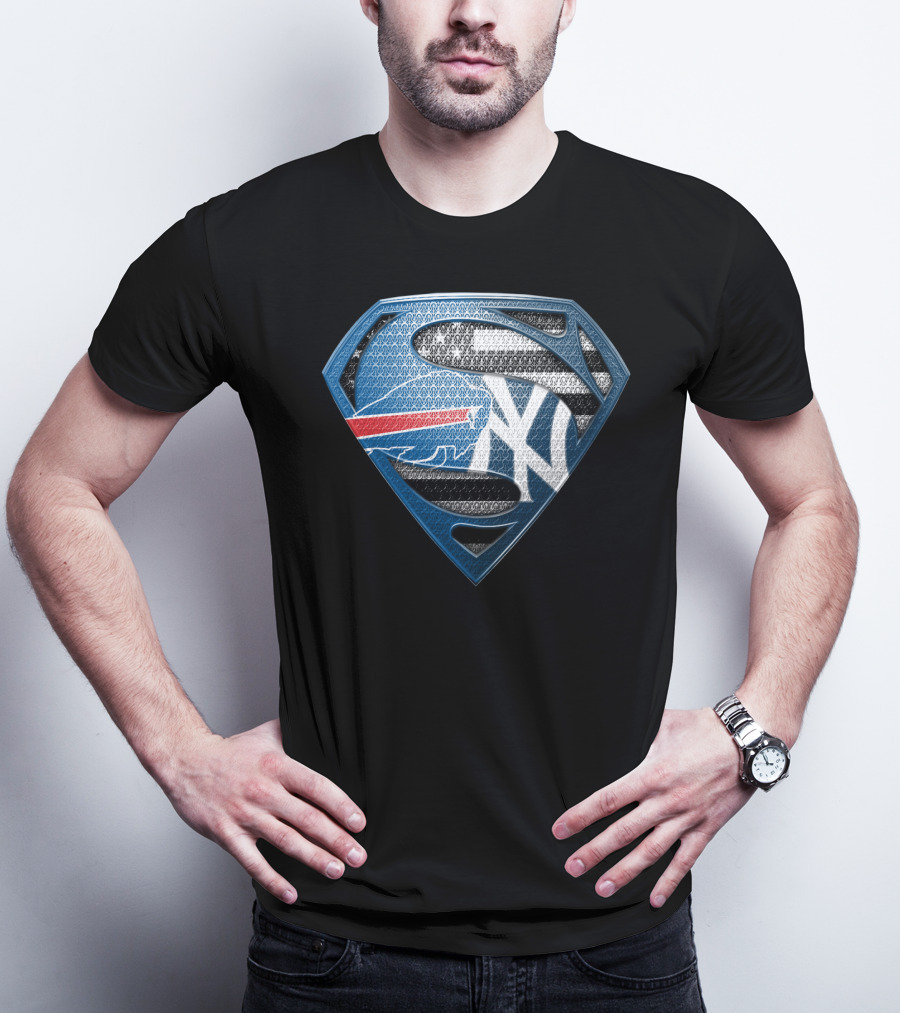 Buffalo Bills Superman New York Yankees T-Shirt