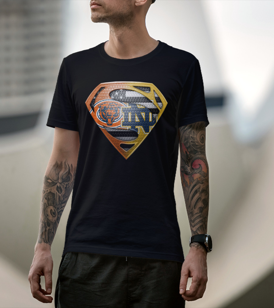 Chicago Bears Notre Dame Fighting Irish Superman T-Shirt