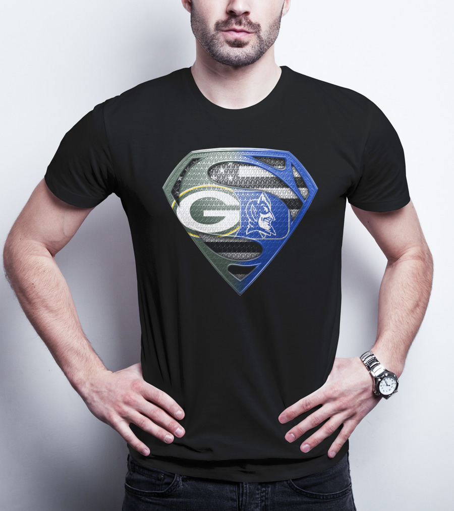 Green Bay Packers Duke Blue Devils Superman Shield T-Shirt