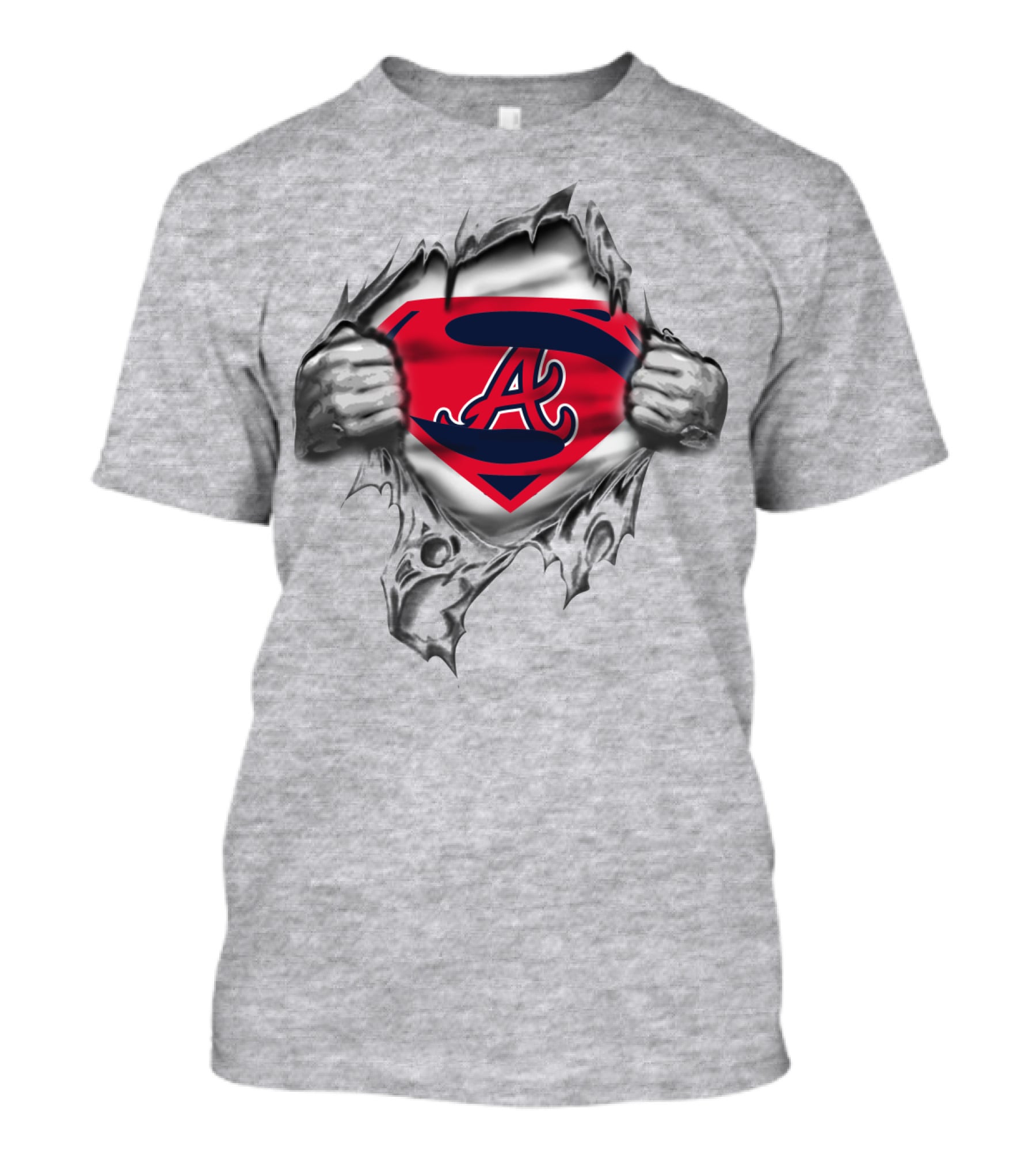 Superman Style Atlanta Baseball Fan Logo Rip With Iconic A T-Shirt