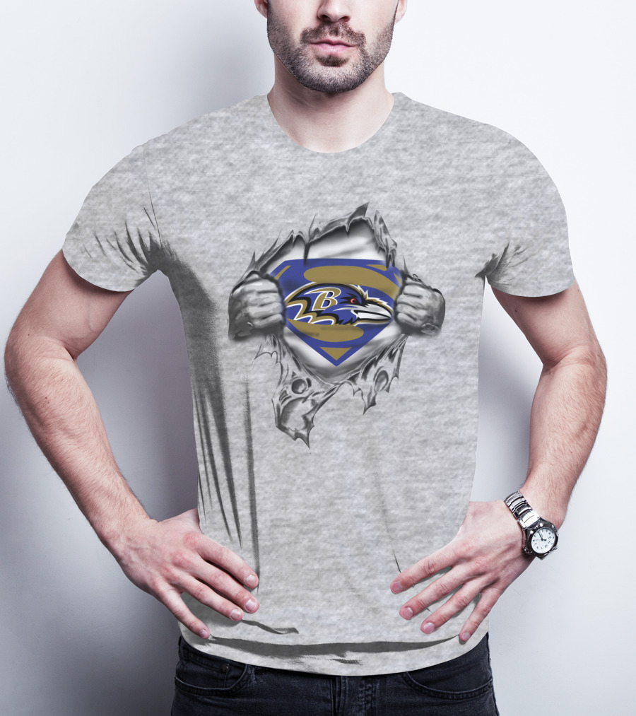 Baltimore Ravens Superman Logo Peeling Banner T-Shirt