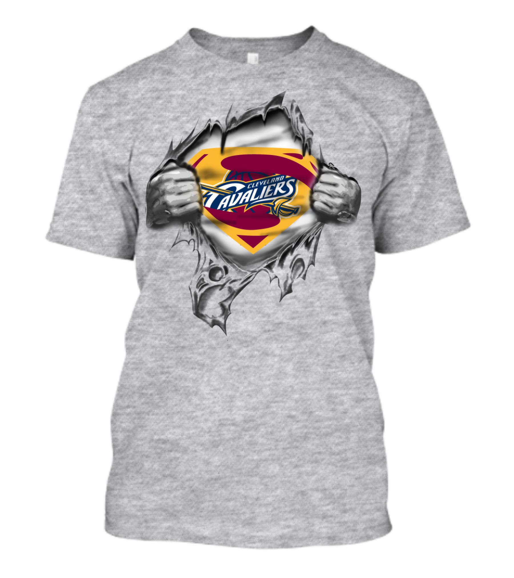 Cleveland Cavaliers Superman Logo Emblem Burst Through T-Shirt