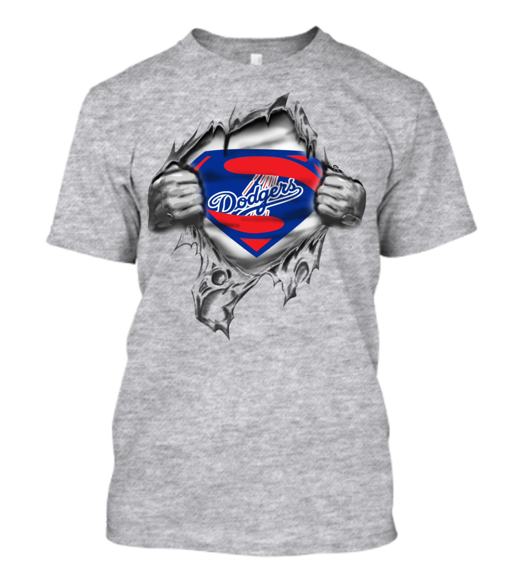 Dodgers Superman Logo Ripped Chest T-Shirt