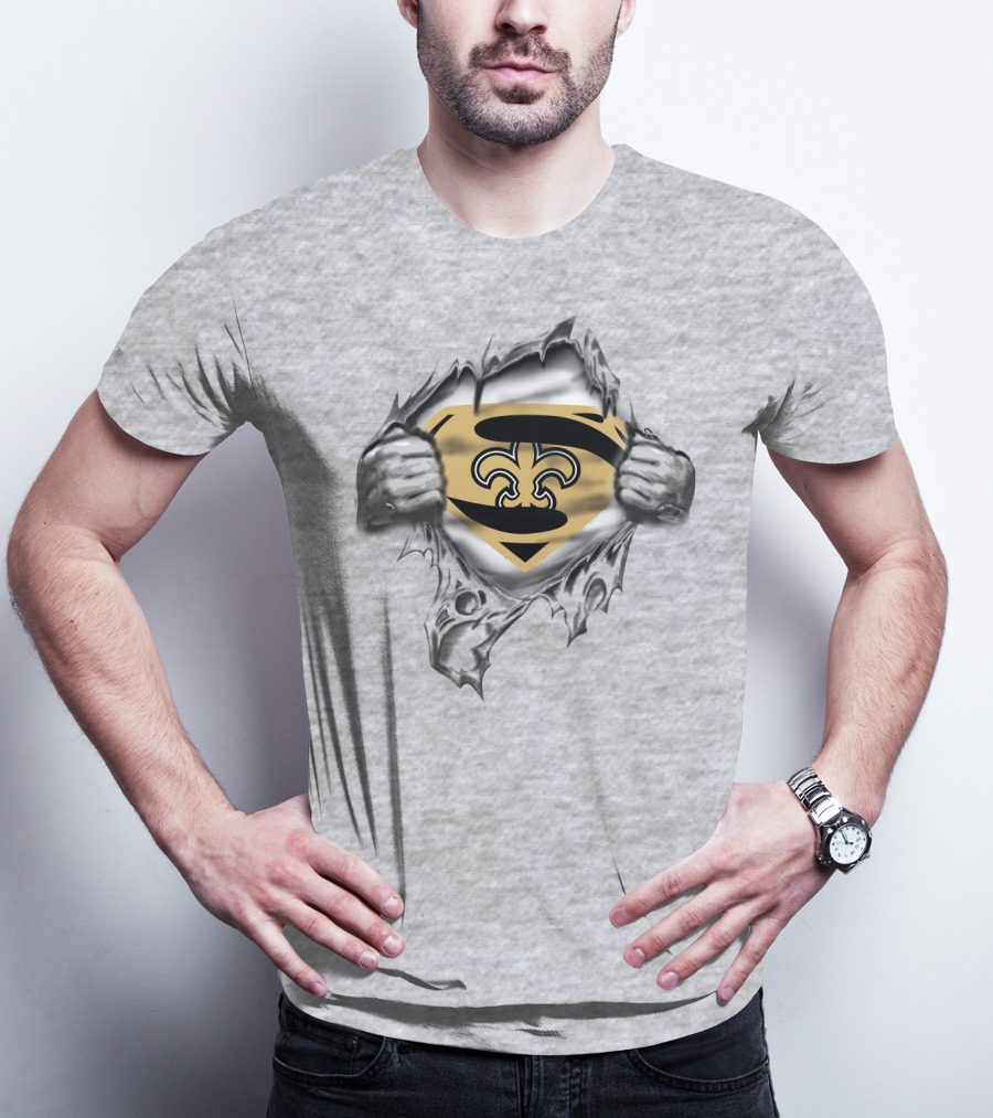 Superman New Orleans Saints Logo Peel Back T-Shirt