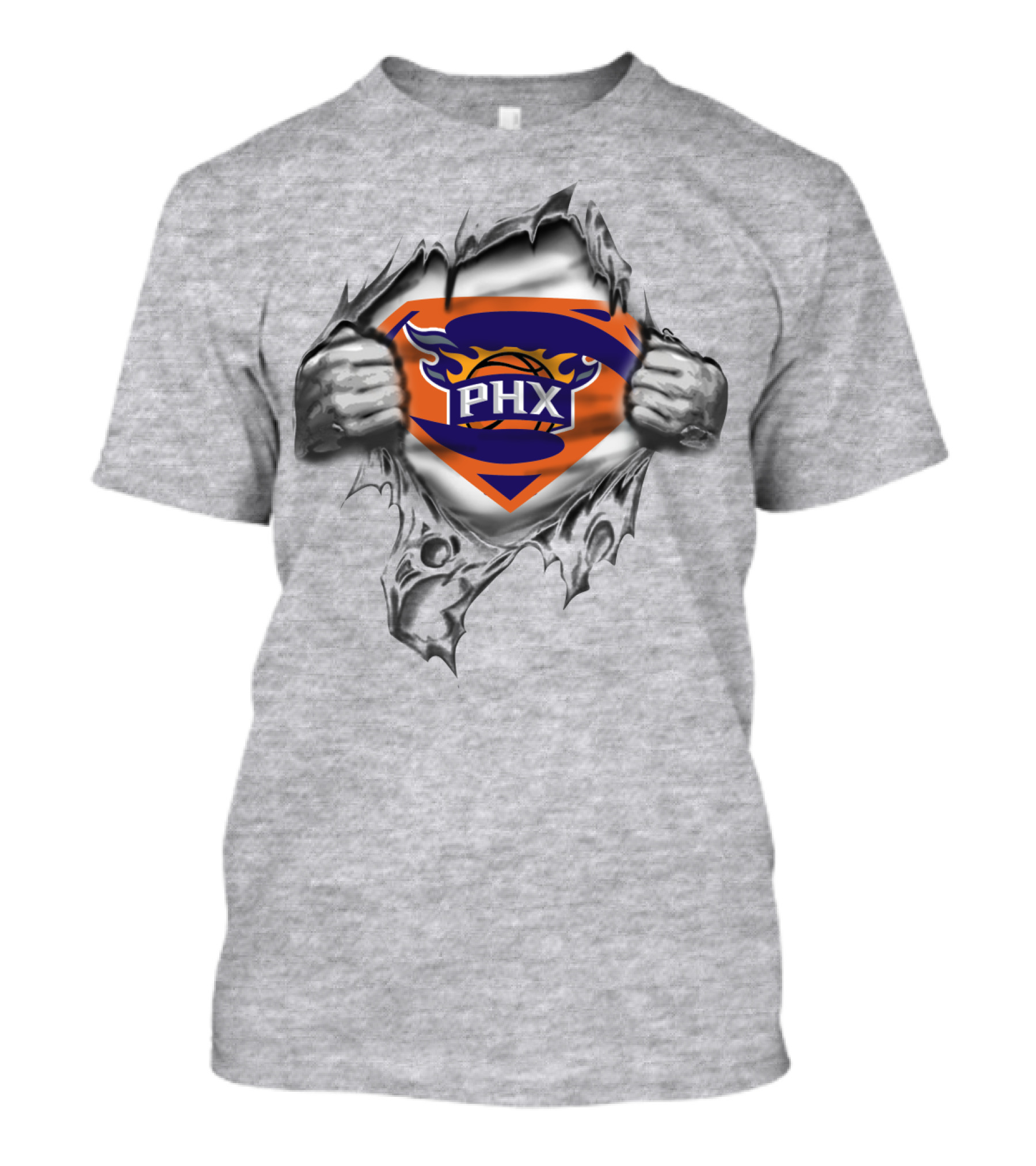 Phx Basketball Crest Superman Shield Tear T-Shirt