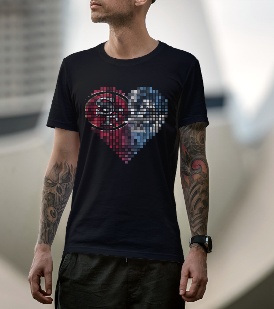 Rby 002 Heart Pixel Art Sf La Sports Logo Fusion T-Shirt