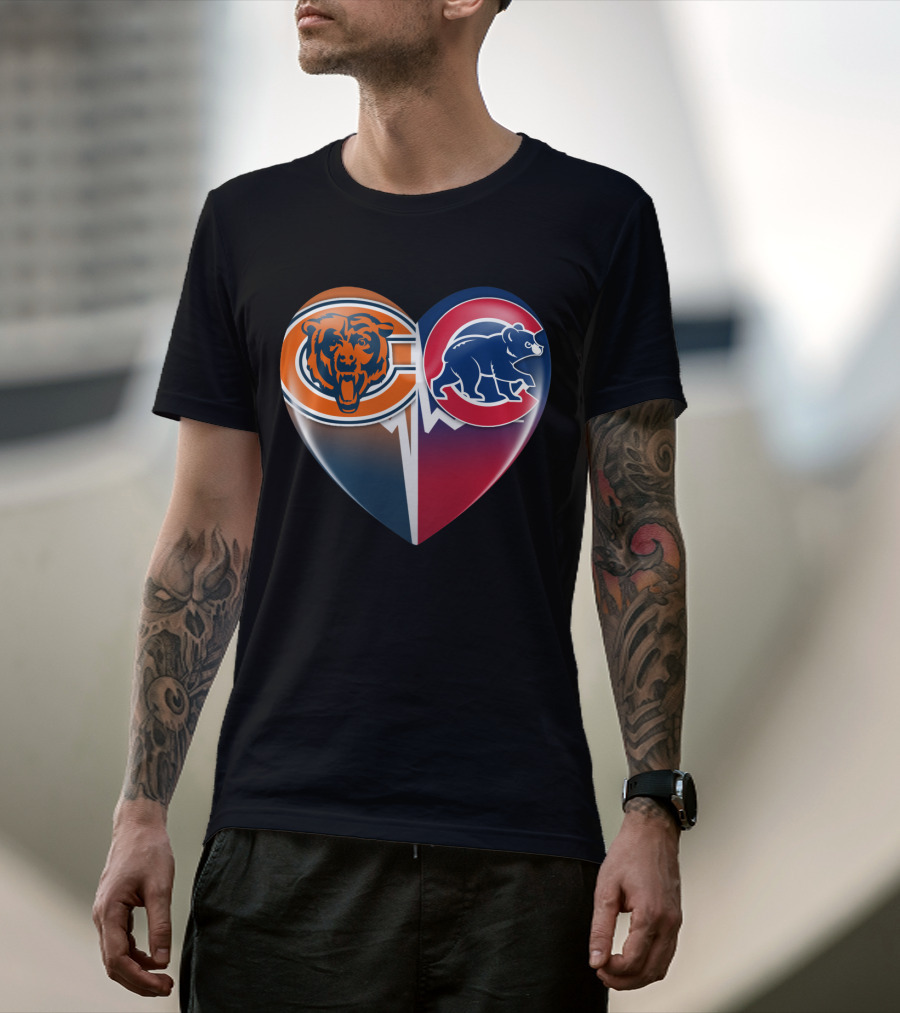 Chicago Bears And Cubs Split Heart TIM 008 T-Shirt
