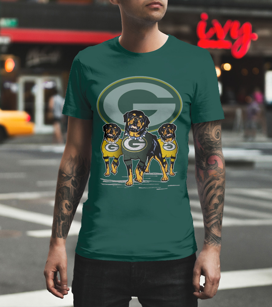 Green Bay Packers Rottweiler Trio T-Shirt