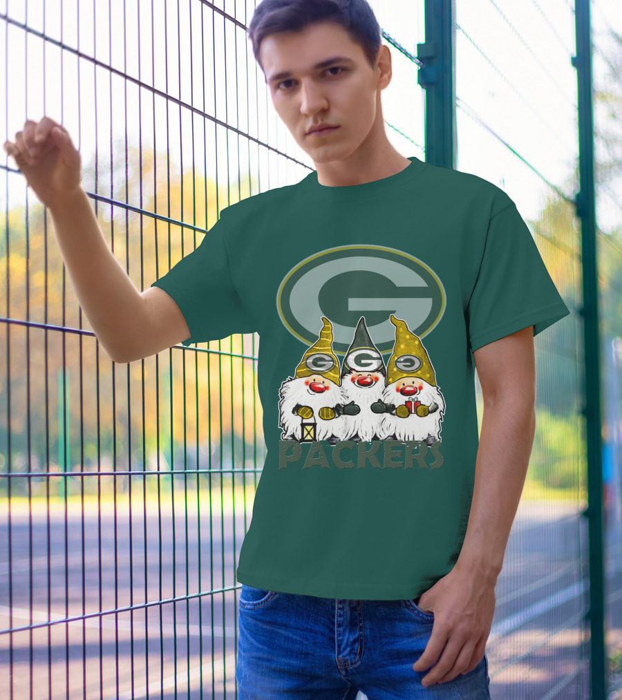 Green Bay Packers Gnomes With Team Logo On Green T-Shirt