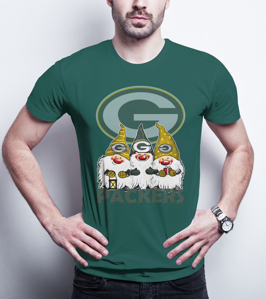 Green Bay Packers Gnomes With Team Logo On Green T-Shirt