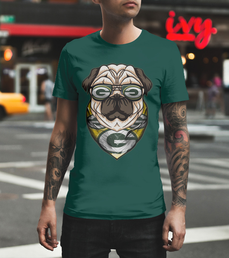 Green Bay Packers Pet Lover Pug Dog Football T-Shirt