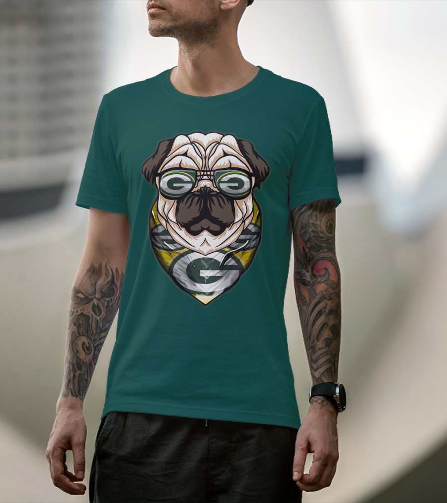 Green Bay Packers Pet Lover Pug Dog Football T-Shirt