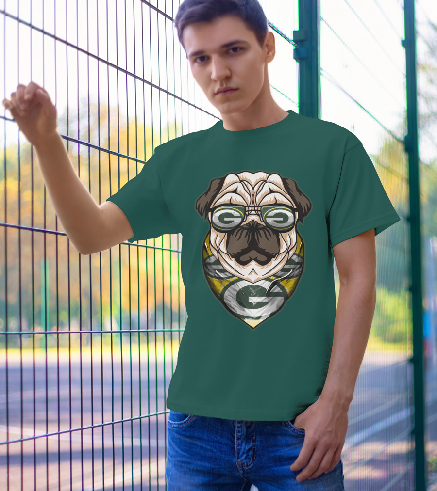 Green Bay Packers Pet Lover Pug Dog Football T-Shirt
