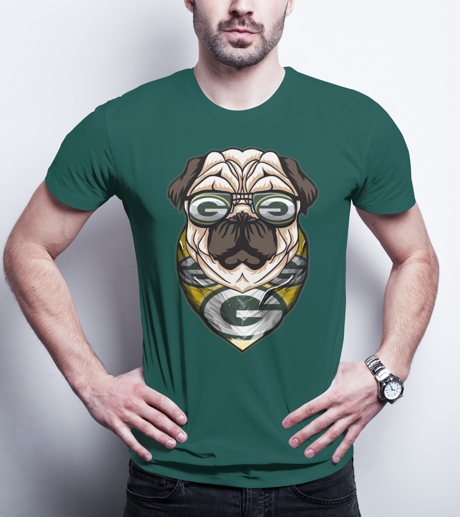 Green Bay Packers Pet Lover Pug Dog Football T-Shirt