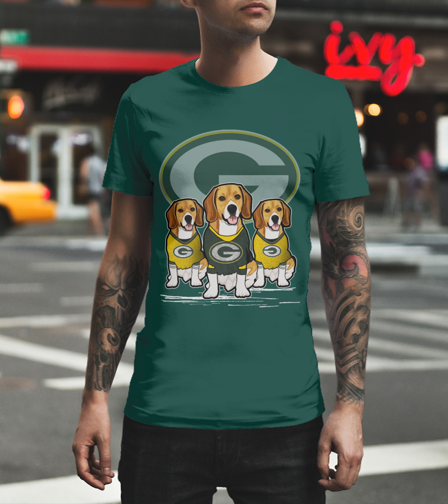 Green Bay Packers Dogs In Team Jerseys T-Shirt