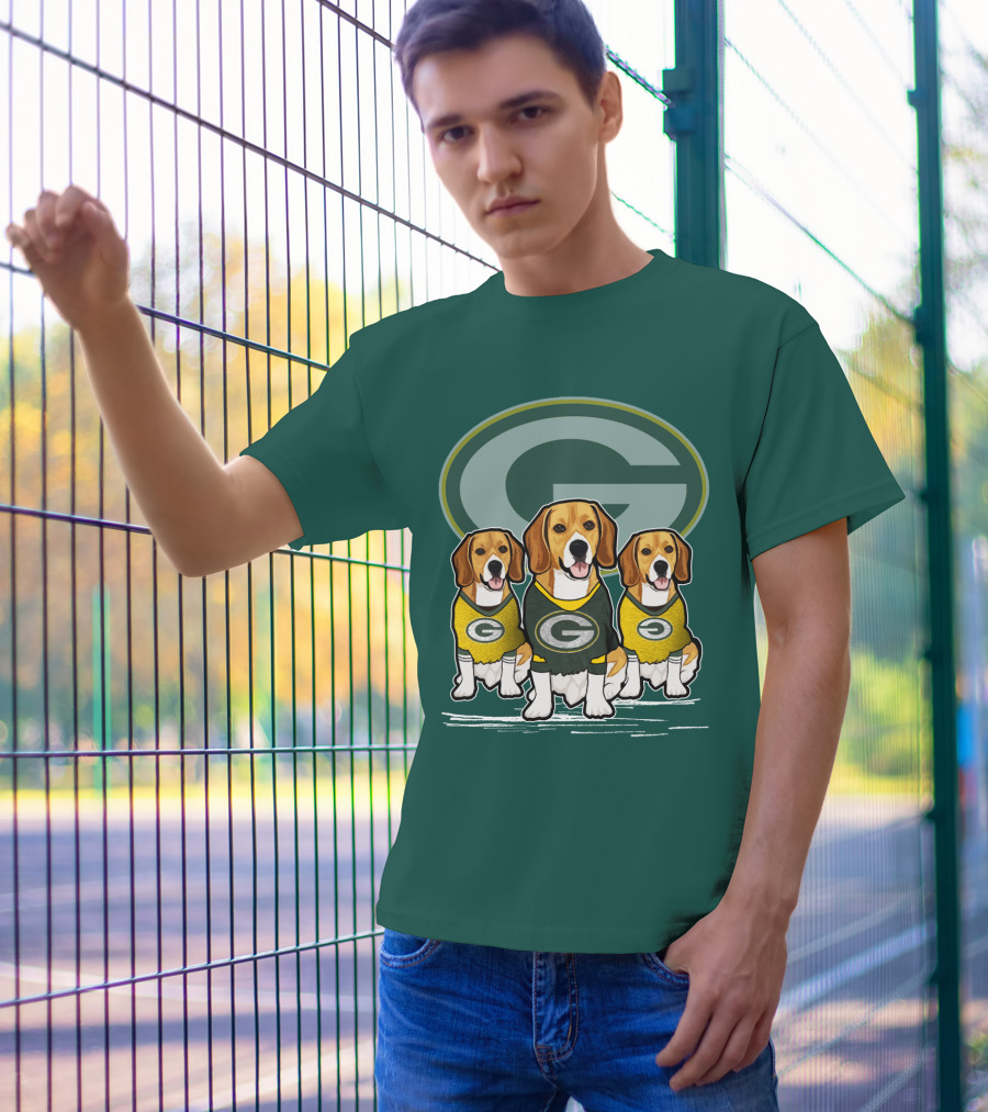 Green Bay Packers Dogs In Team Jerseys T-Shirt