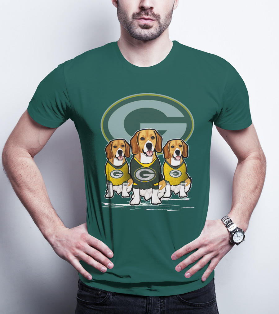 Green Bay Packers Dogs In Team Jerseys T-Shirt