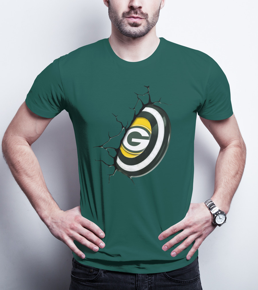 Green Bay Packers Cracked Logo Burst T-Shirt