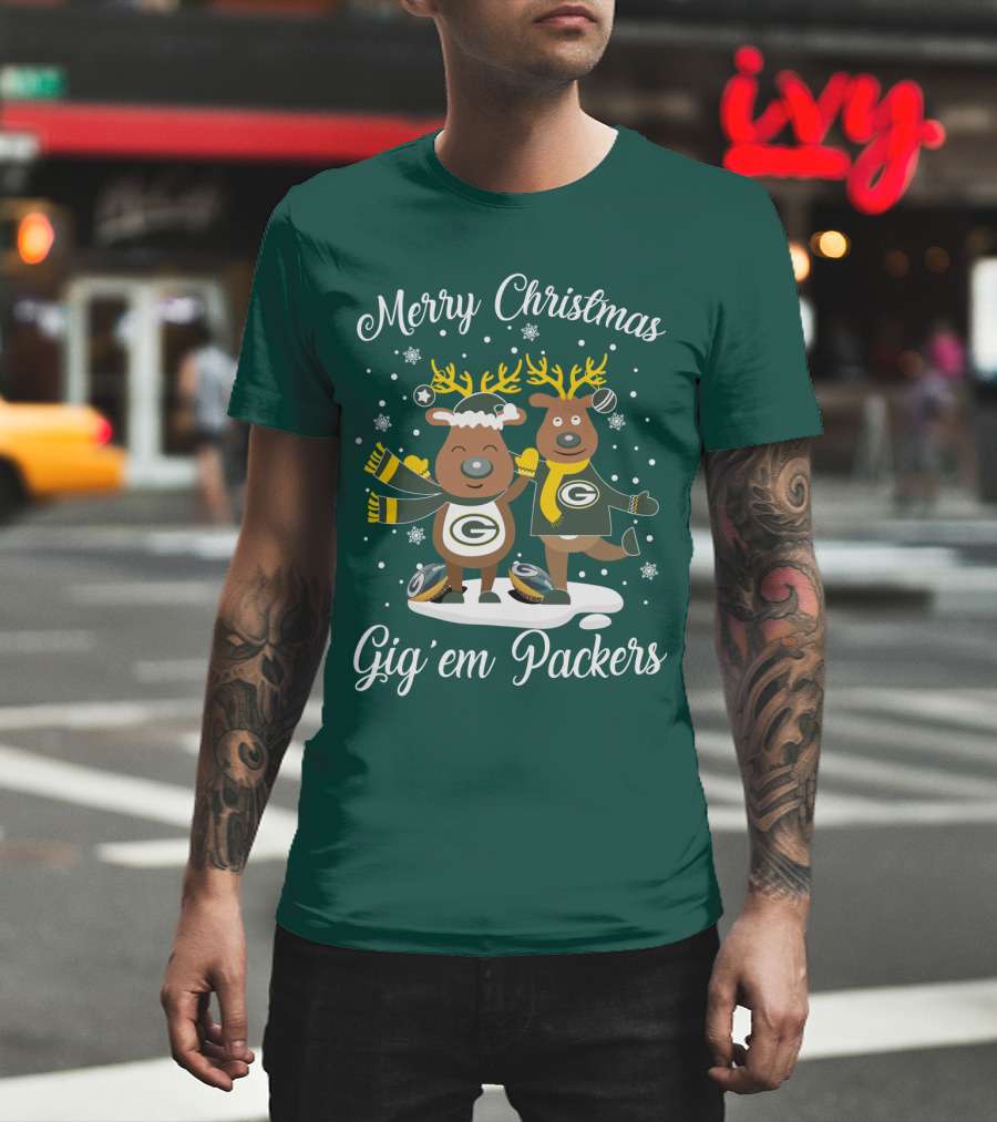 Merry Christmas Gig 'Em Green Bay Packers T-Shirt