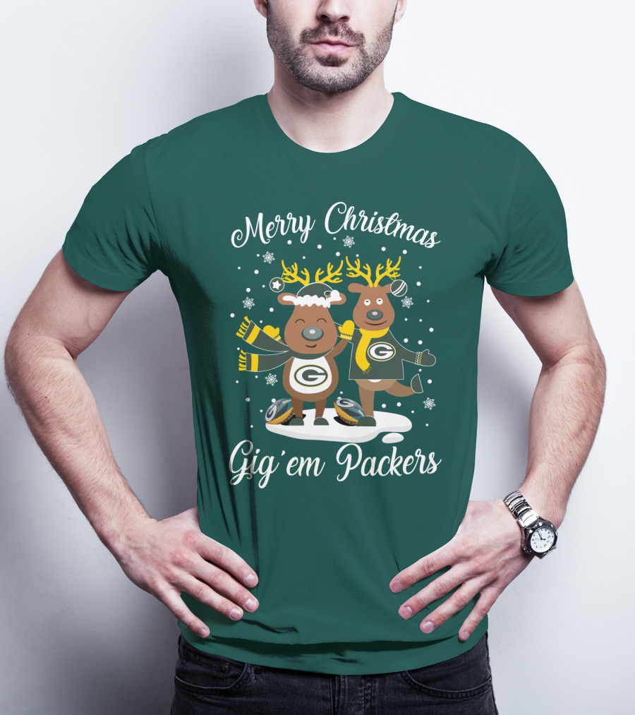 Merry Christmas Gig 'Em Green Bay Packers T-Shirt