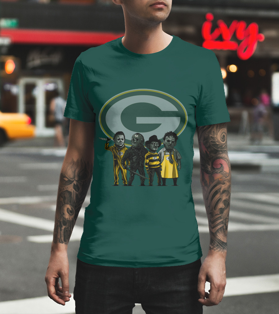 Green Bay Packers Horror Icons Characters T-Shirt