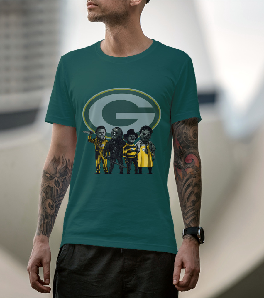 Green Bay Packers Horror Icons Characters T-Shirt