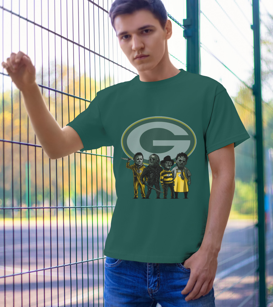 Green Bay Packers Horror Icons Characters T-Shirt