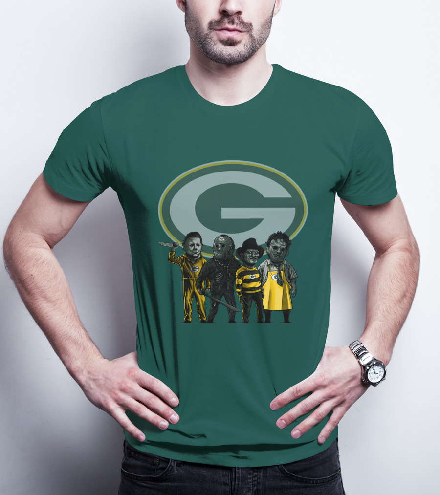 Green Bay Packers Horror Icons Characters T-Shirt